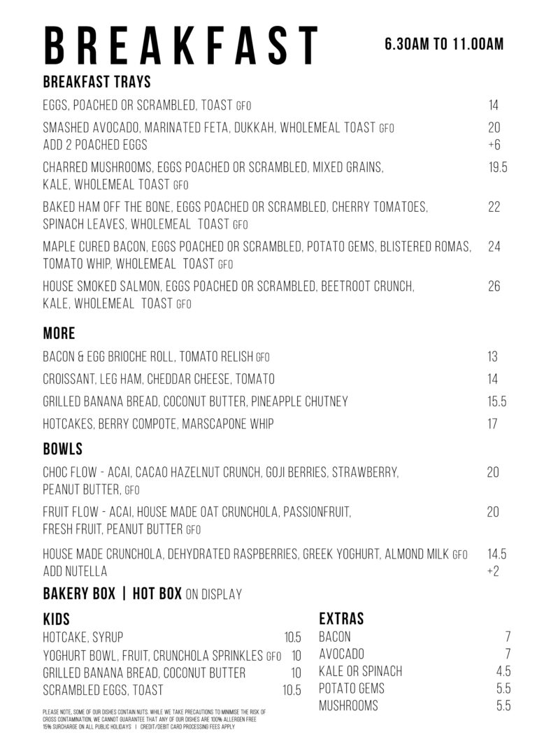 Menu | Canteen Trigg